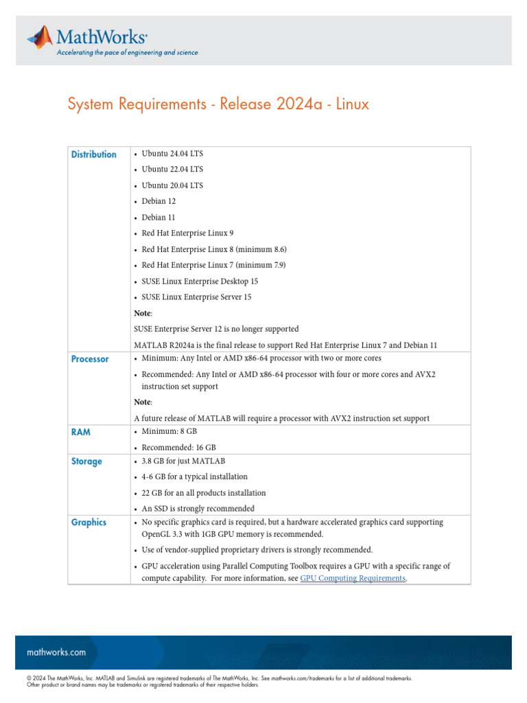system-requirements-release-2024a-linux | PDF | Graphics Processing ...