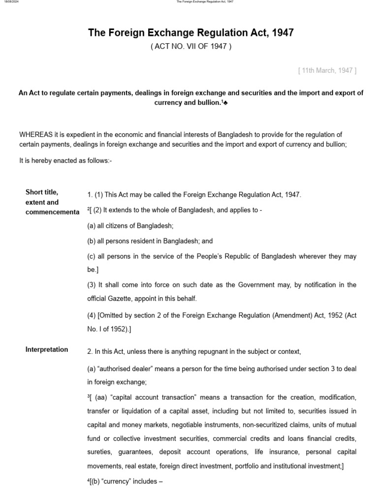 10 - 11 - The Foreign Exchange Regulation Act, 1947 (FERA 2015 Included ...