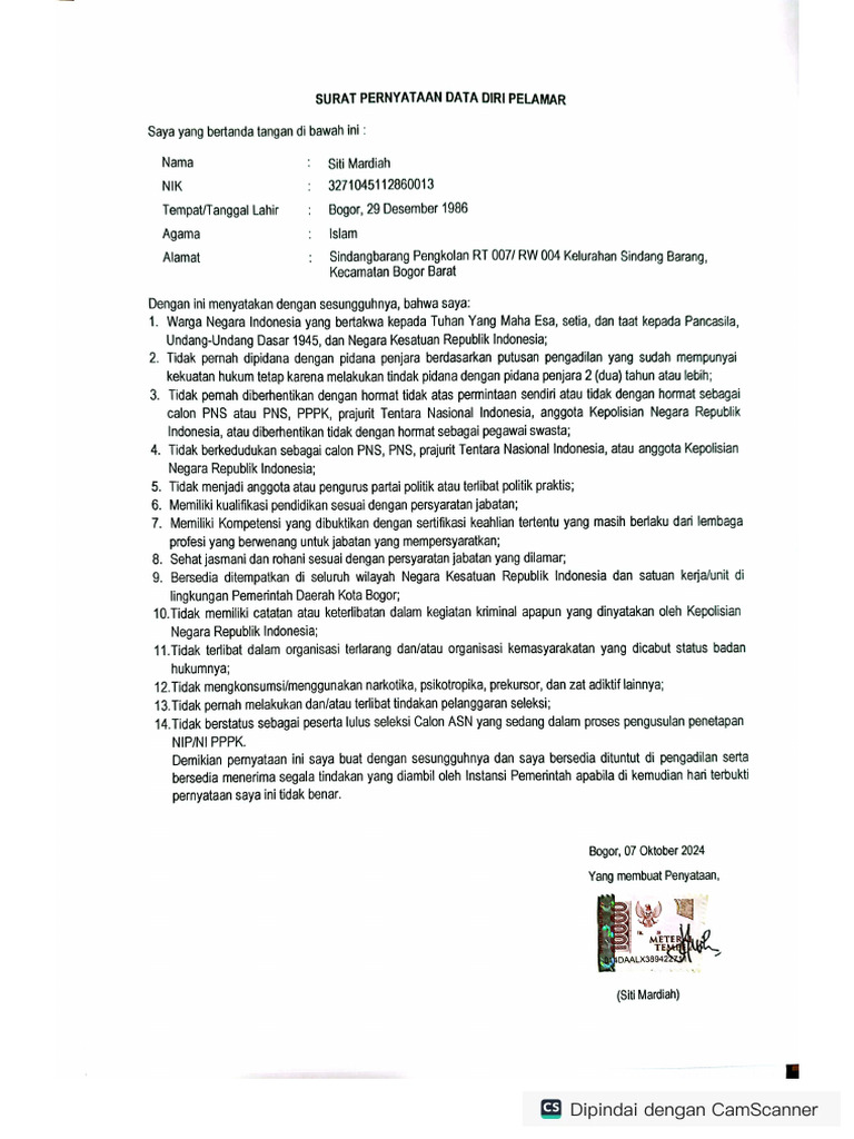 Lampiran - II - Surat Pernyataan | PDF