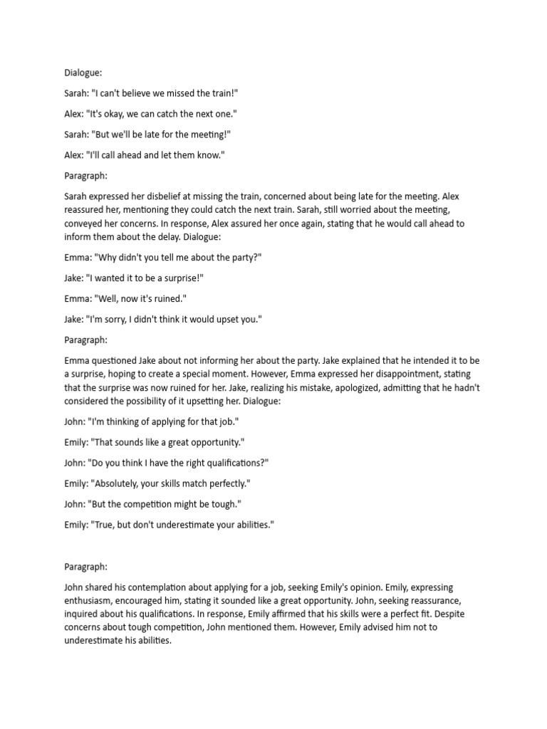 Dialogue Into Paragraph | PDF