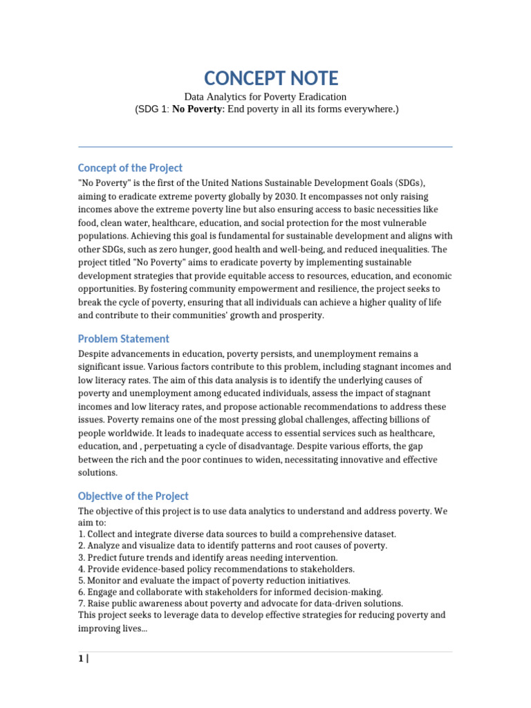 NO POVERTY Project Concept Note IBM | PDF | Cost Of Living | Poverty