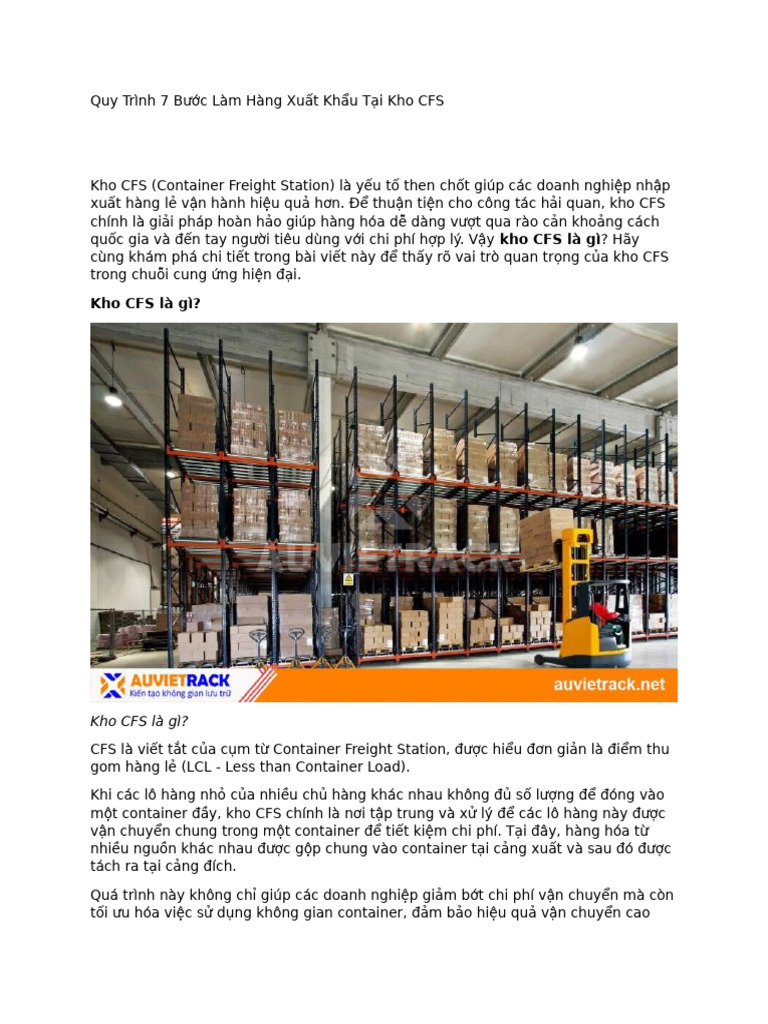 Làm Hàng Xuất Khẩu Tại Kho CFS | PDF