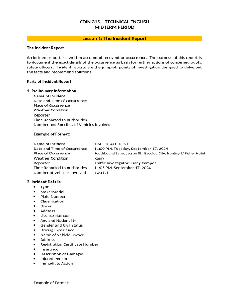Traffic Accident Incident Report Guide | PDF | Traffic Collision | Police
