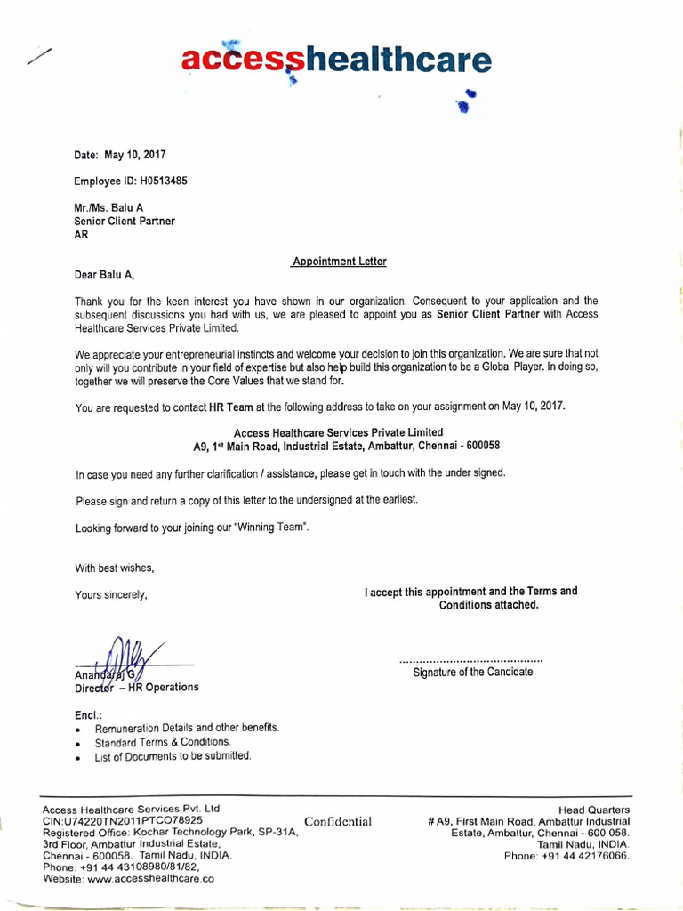 AHS Appointment Letter | PDF