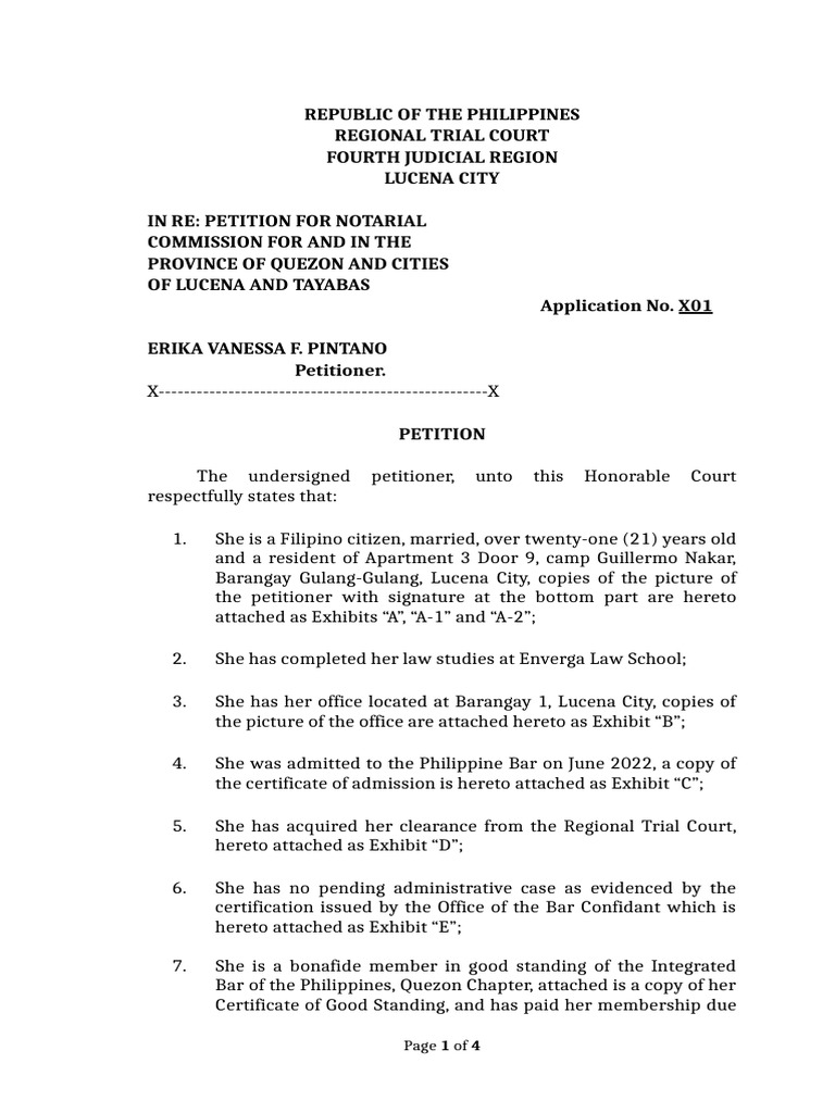 Petition For Notarial Commission | PDF | Affidavit | Judiciaries