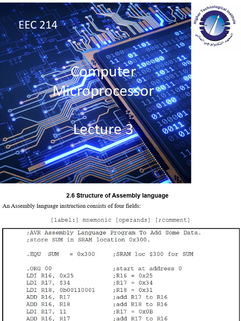 EEC 214 lecture 3 new | PDF | Central Processing Unit | Assembly Language