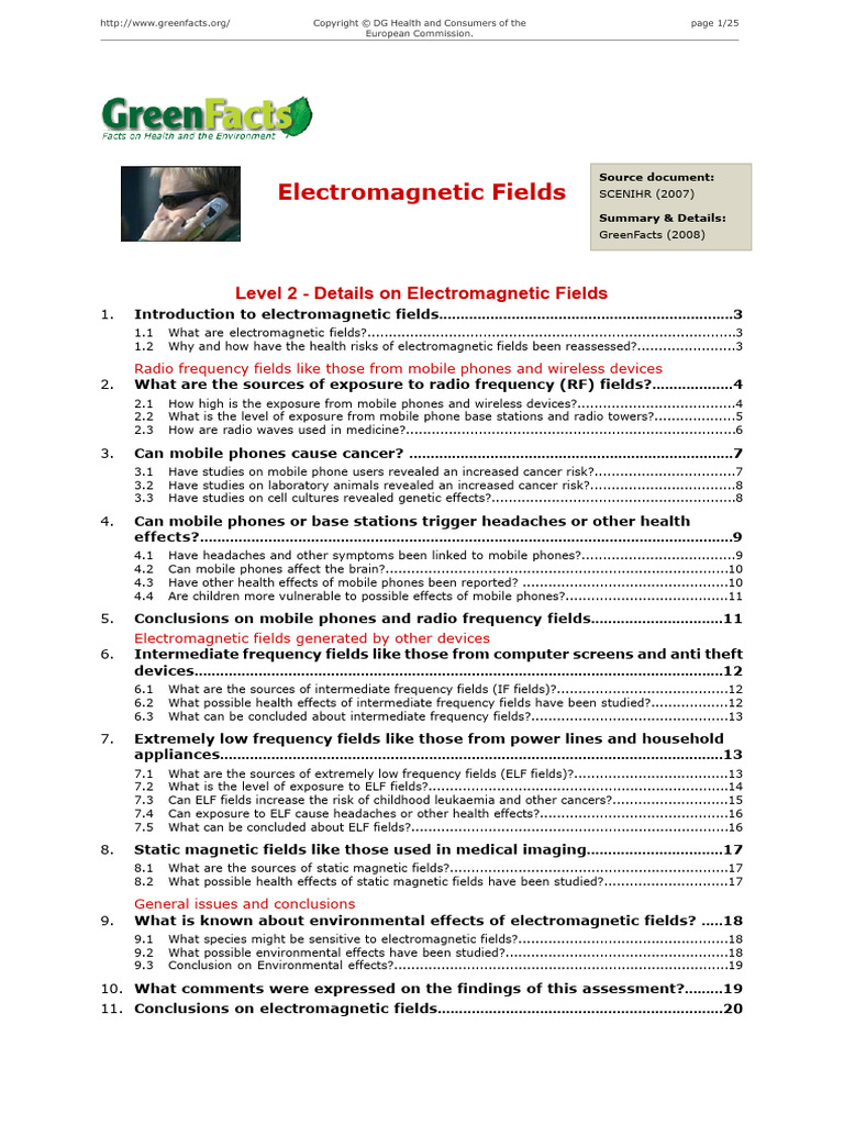 Electromagnetic Fields Greenfacts Level2 | PDF | Radio | Electric Power ...