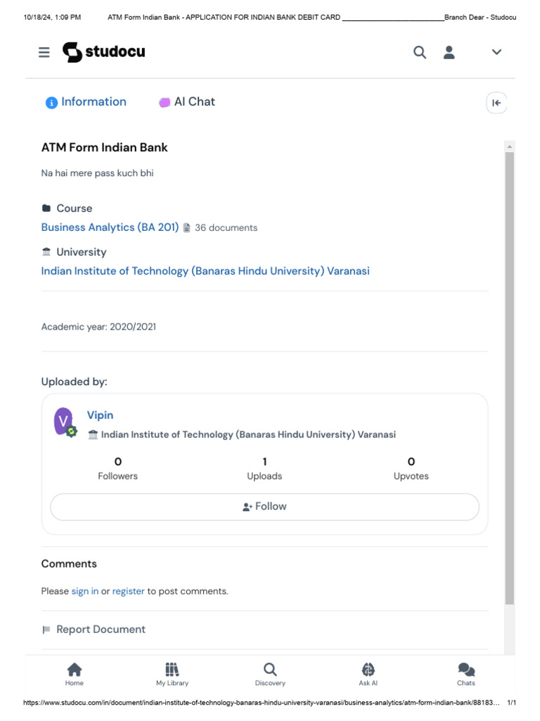 Atm Form Indian Bank - Application For Indian Bank Debit Card Branch ...