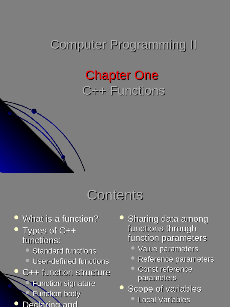 Chapter_1_C++ Functions | PDF | C++ | Parameter (Computer Programming) Chapter_1_C++ Functions | PDF | C++ | Parameter (Computer Programming)