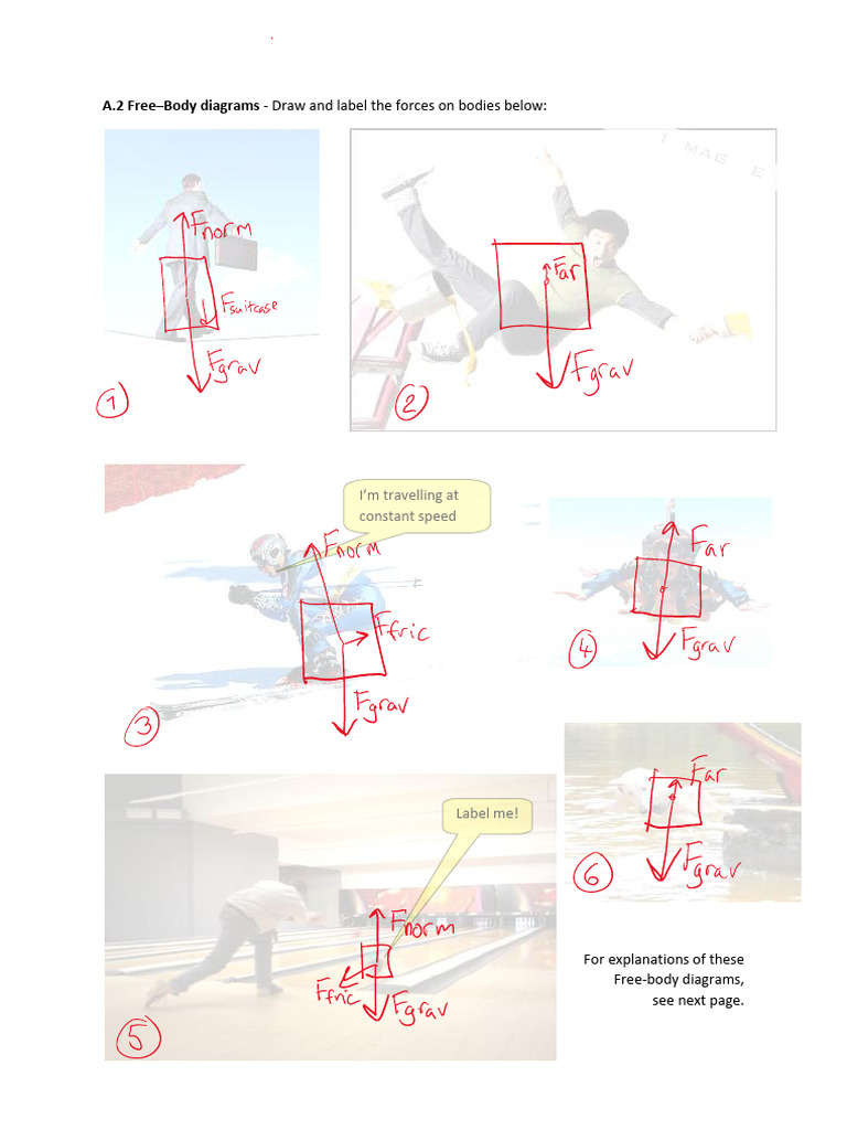 A.2_Free_body_diagram_worksheet_ANSWERS | PDF | Force | Mechanics