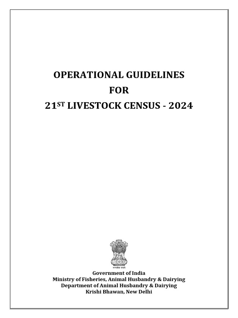 Operational Guidelines for 2024 Census | PDF | Census | Domesticated ...