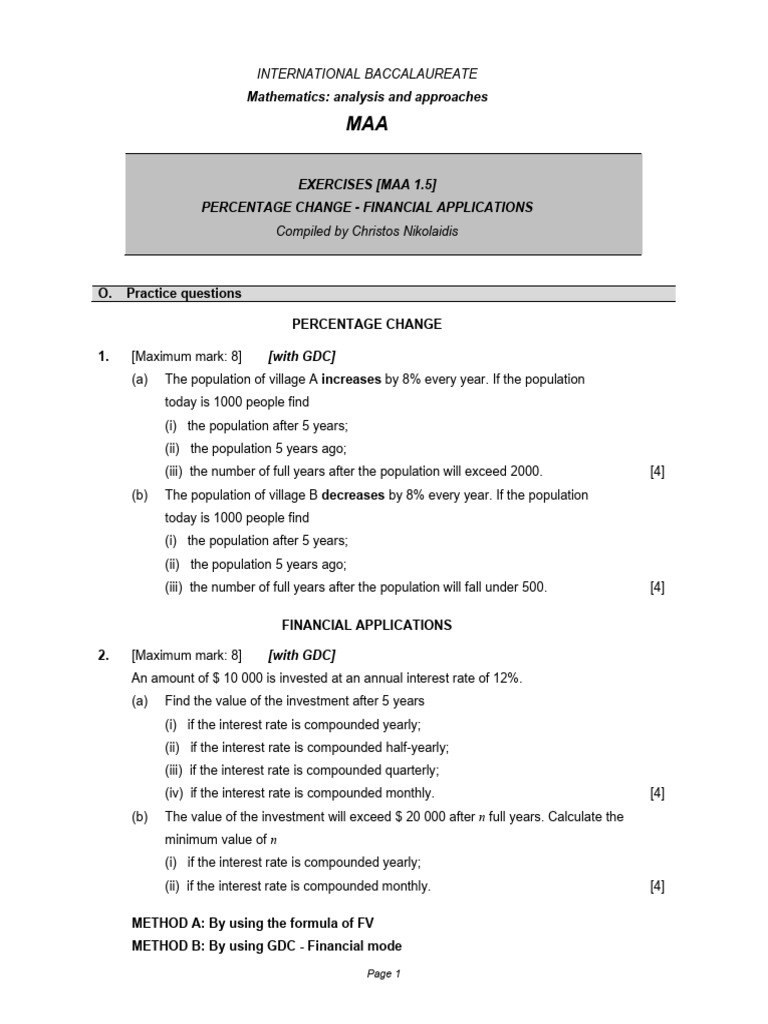 MAA 1.5 PERCENTAGE CHANGE - FINANCIAL APPLICATIONS Eco | PDF | Interest ...