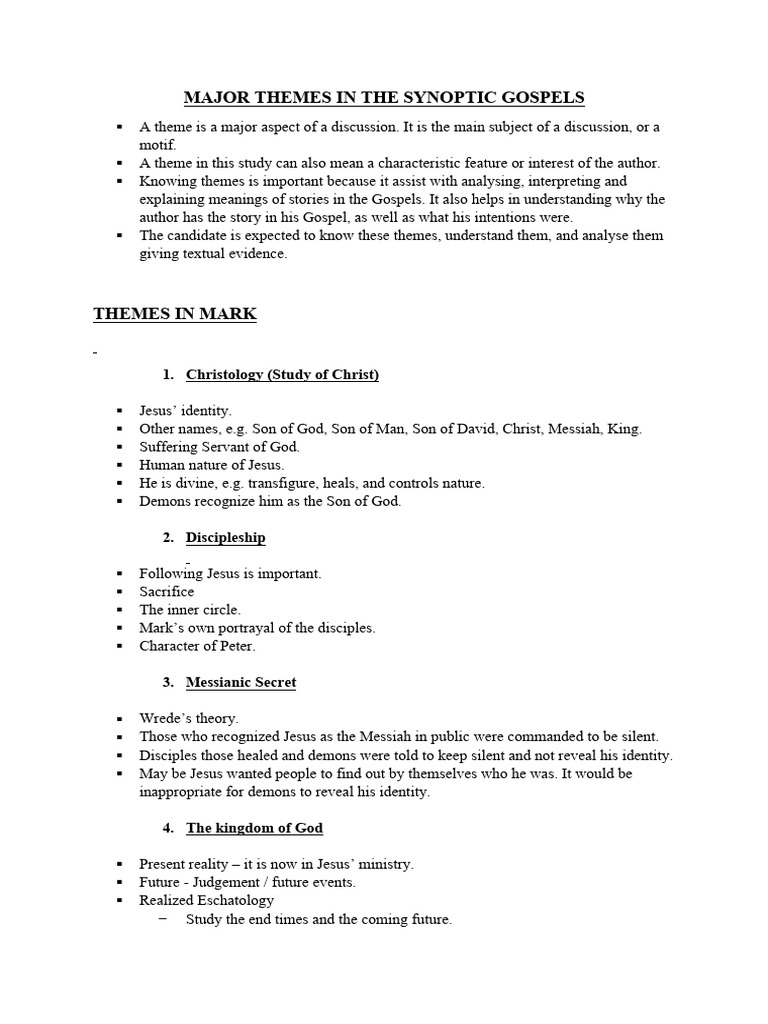 Synoptic Gospels: Key Themes | PDF | Gospel Of John | Jesus