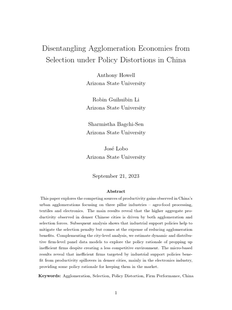 Anthony Howell 2023 Disentangling Agglomeration Economies From ...