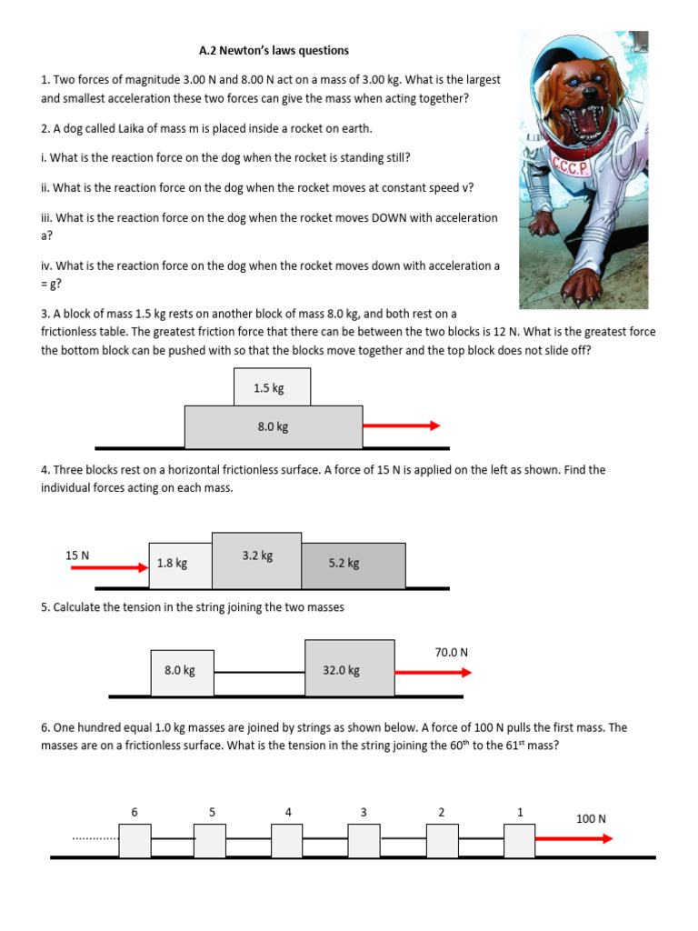 A.2 Newtons Laws Questions | PDF
