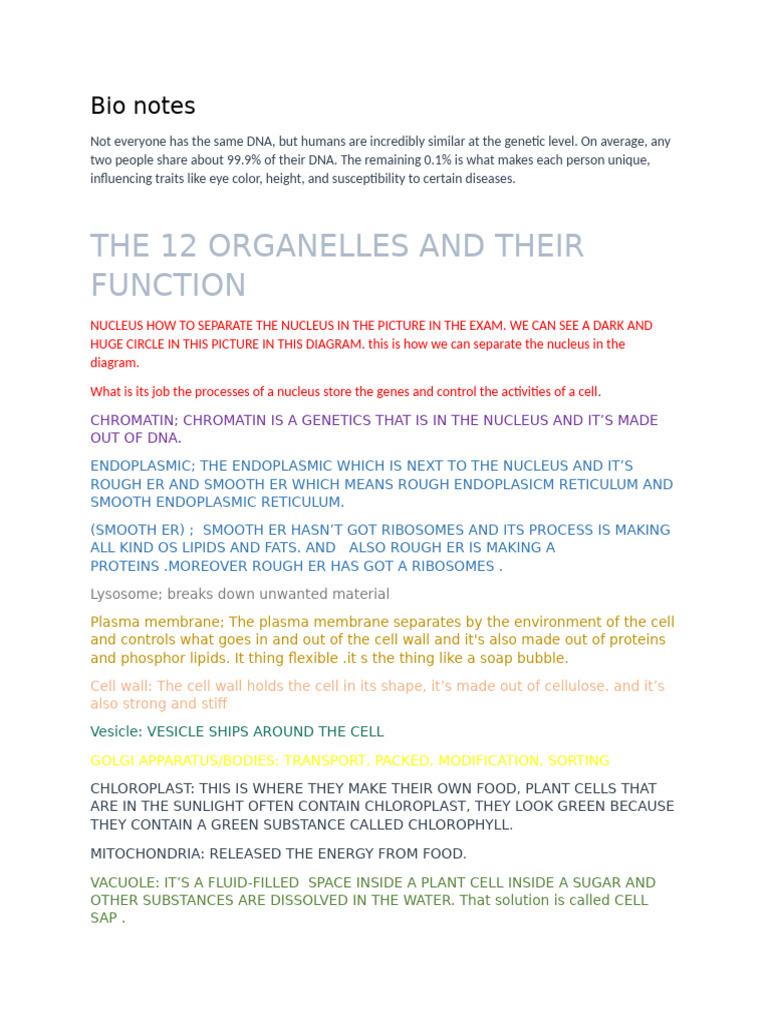 BIO NOTES | PDF | Endoplasmic Reticulum | Cell (Biology)