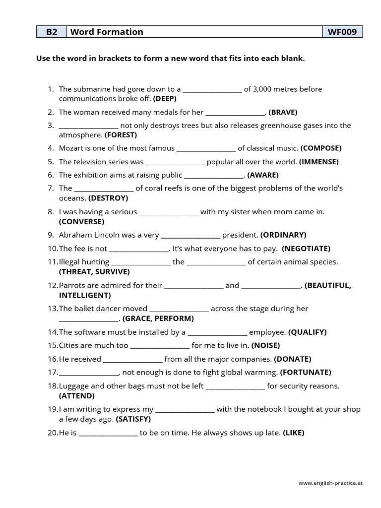 Word Formation 4 - Exercises | PDF | Games & Activities