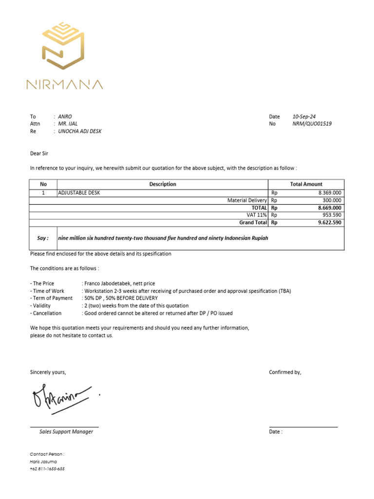 Inquiry Table - Files - Unocha Adj Desk - Quotation 1.095951 | PDF