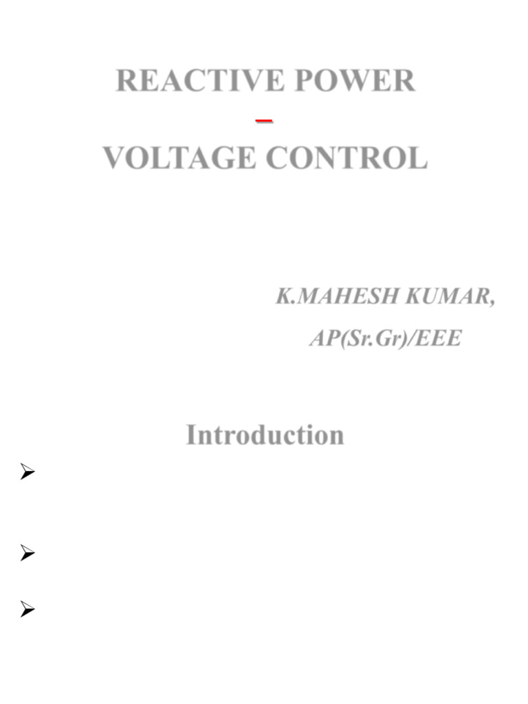 Unit 3 Reactive Power - Voltage Control | PDF | Ac Power | Electrical Equipment