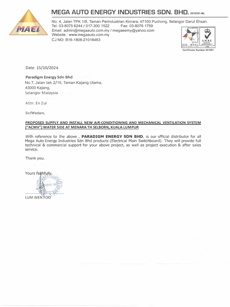 Mega Auto Energy Project Proposal | PDF