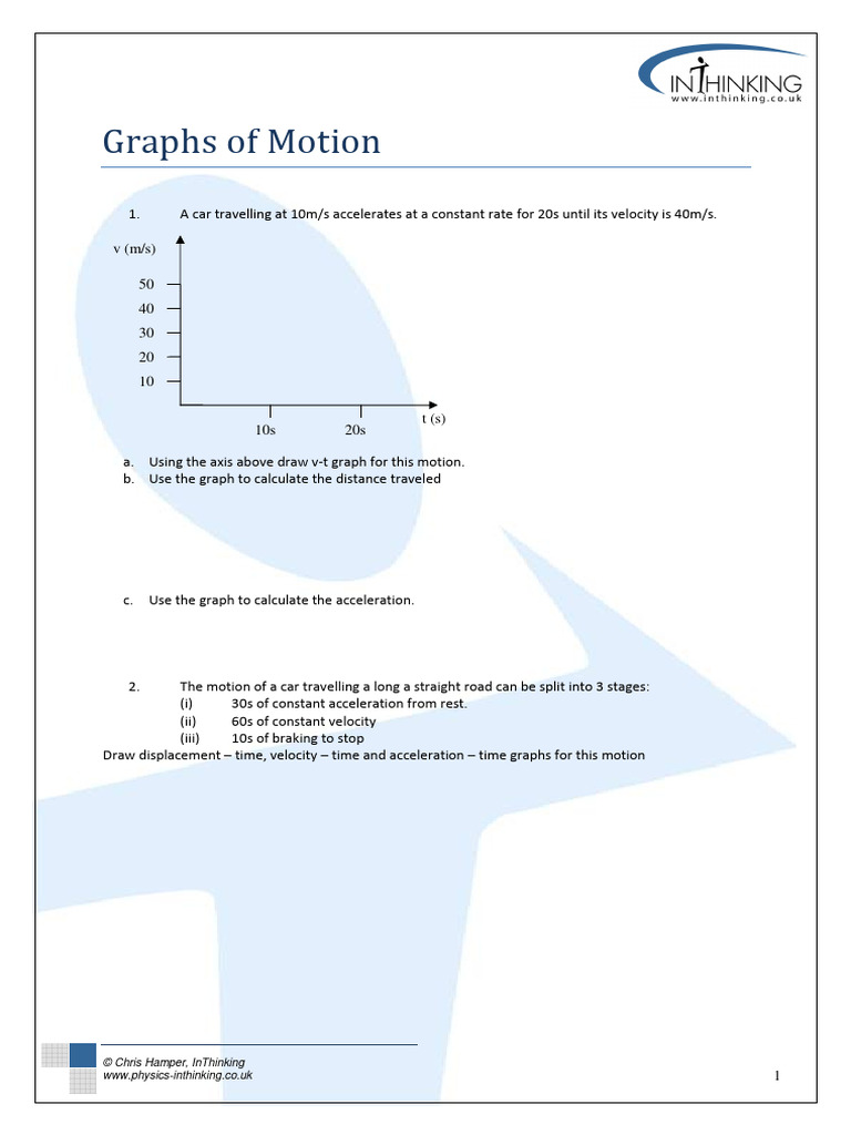 A.1 InThinking Worksheet - Graphs of Motion | PDF | Teaching Methods & Materials