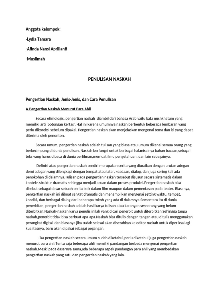 Penulisan Naskah | PDF | Seni & Disiplin Bahasa | Kajian Bahasa Asing