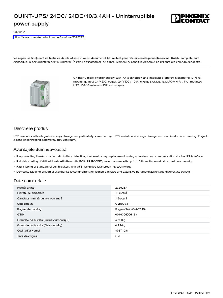 Phoenix Contact 2320267 | PDF | Power Supply | Mains Electricity