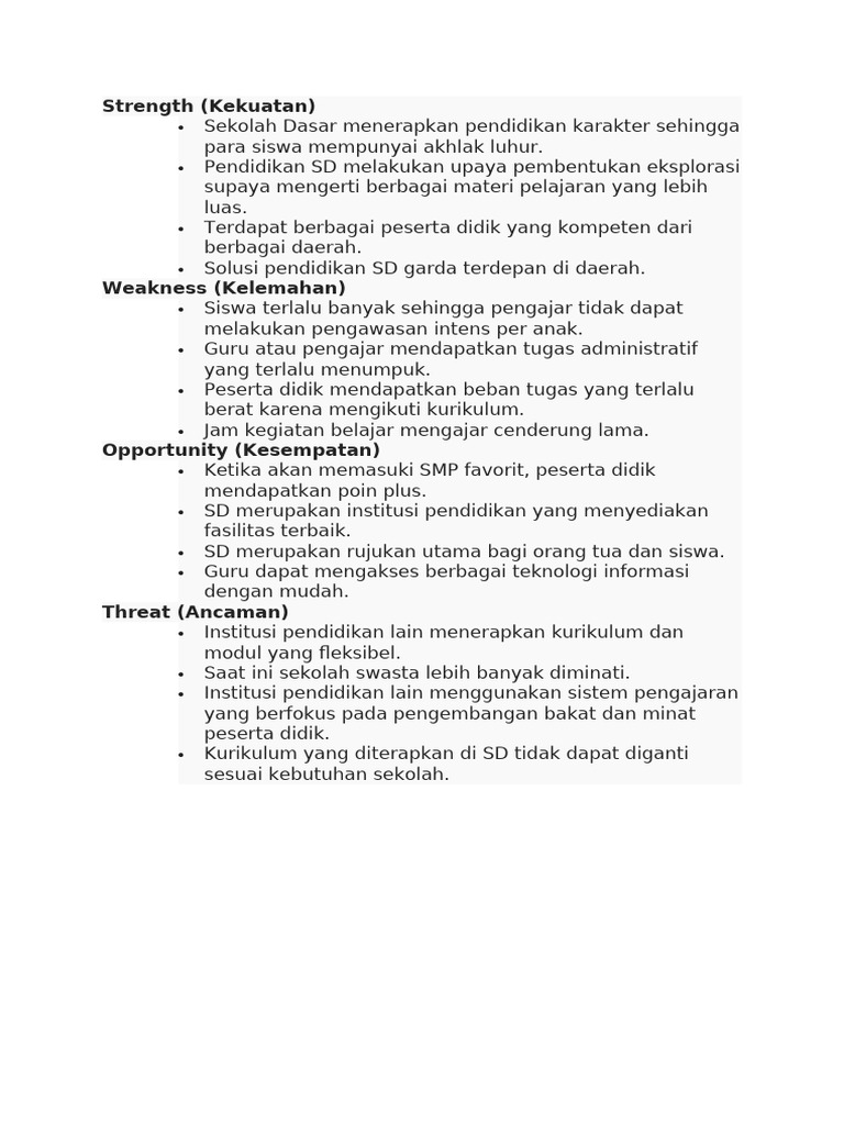 Analisis Swot Contoh | PDF | Karier & Perkembangan | Pengembangan Diri