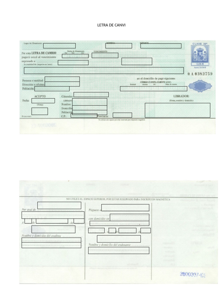 Model Lletra de Canvi | PDF
