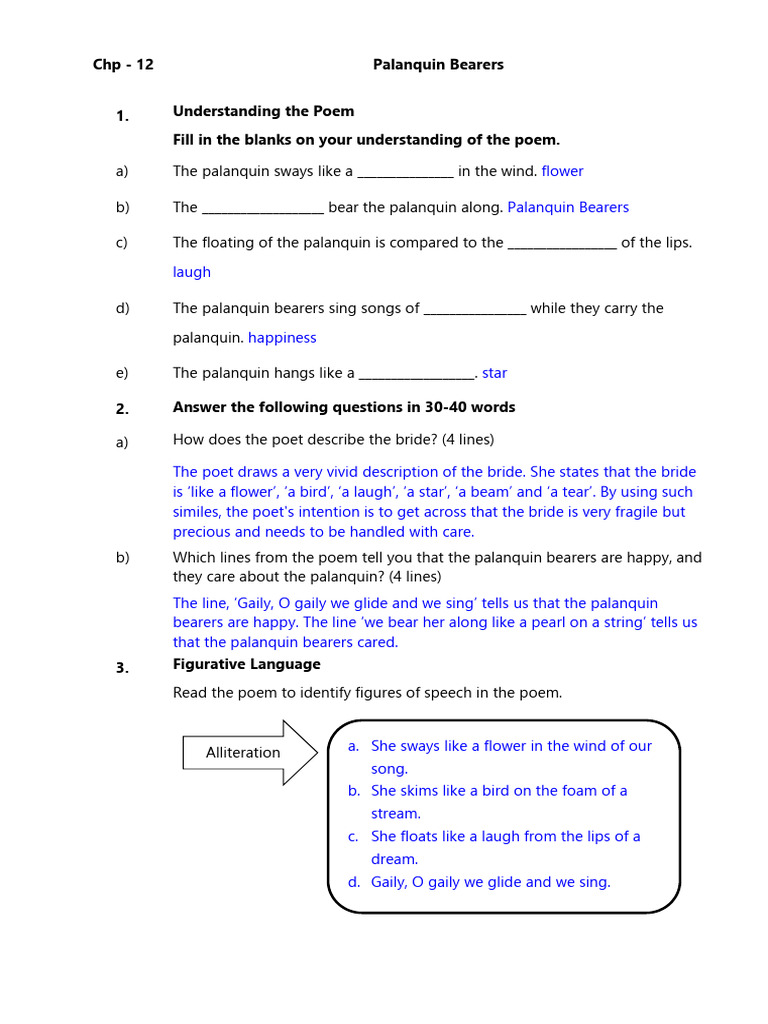 Analyzing "Palanquin Bearers" Poem | PDF | Poetry