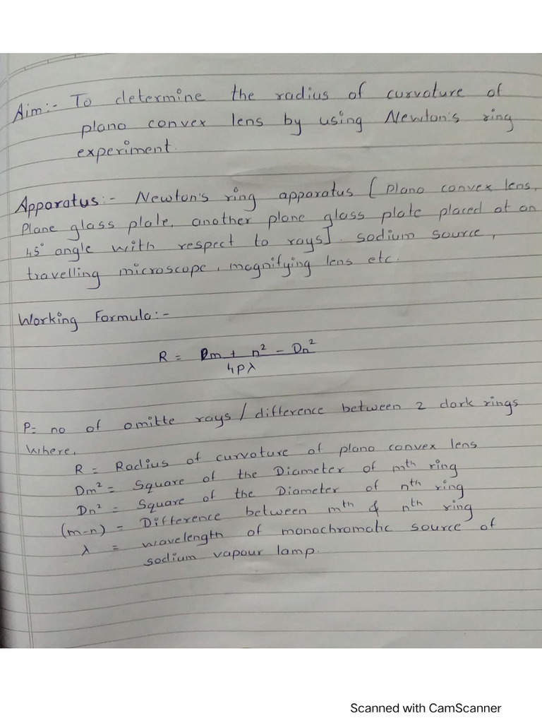 Newton's Ring Experiment | PDF