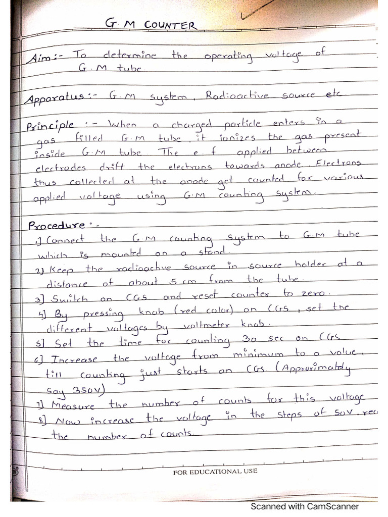 GM counter practical | PDF