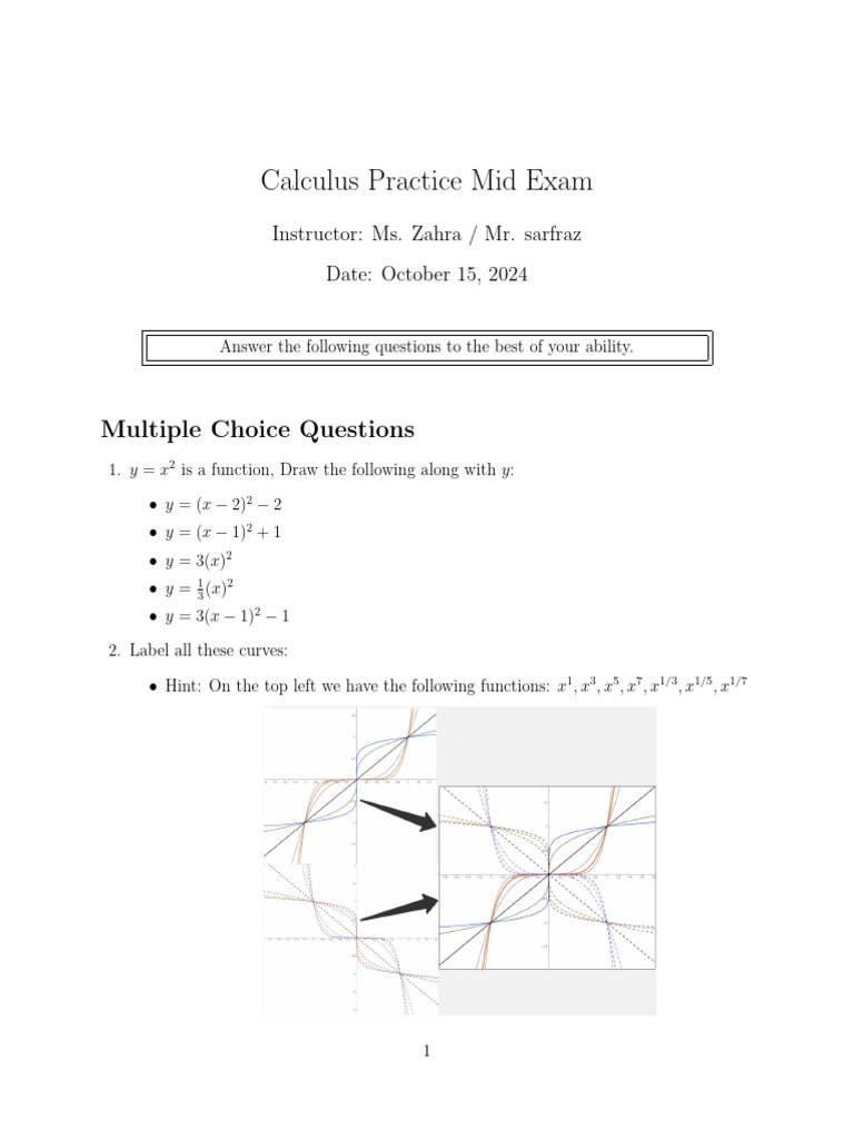 Calculus MId Practice | PDF | Trigonometric Functions | Speed