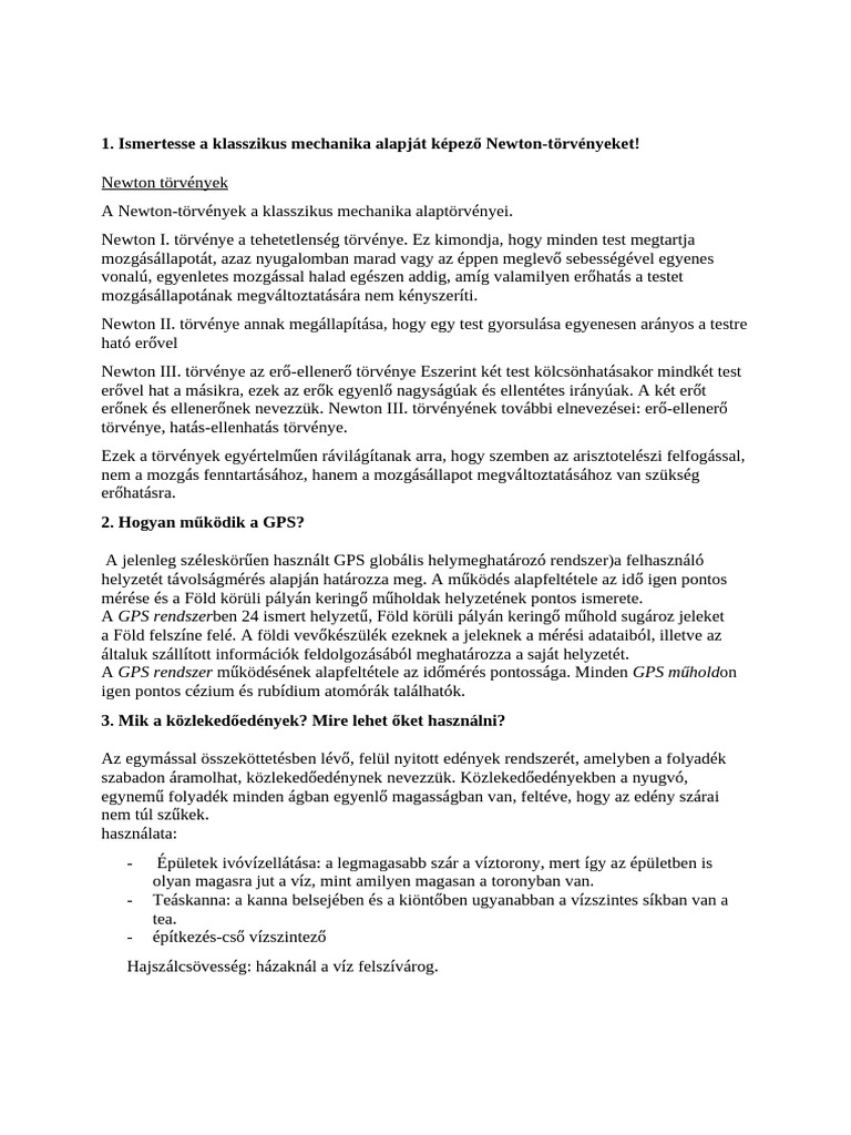 Termeszettudomany - Felveteli - Kerdesek - v2 | PDF