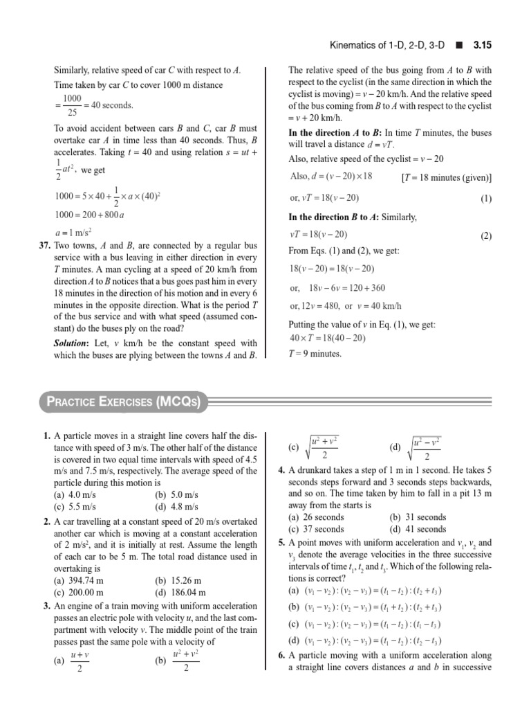 MCQ CHAP 3 KINEMATICS Dks | PDF | Acceleration | Velocity