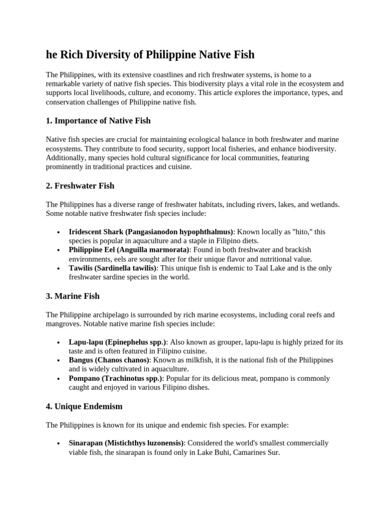 Philippine Native Fish: Diversity & Conservation | PDF | Conservation ...