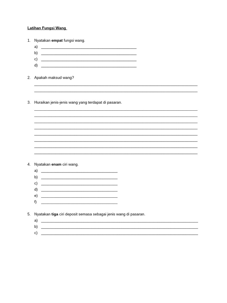 Latihan Fungsi Wang | PDF