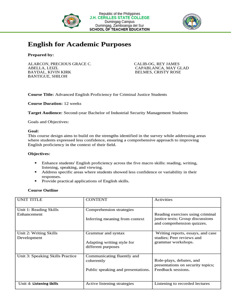 English For Academic Purposes Course Design Final Na Jud | PDF ...