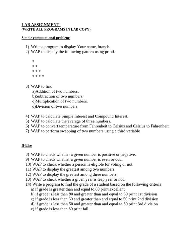 Basic Programming Lab Exercises | PDF | Computers | Technology & Engineering