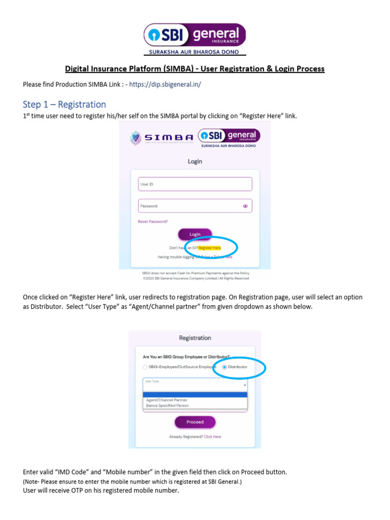 Agency User Registration & Login Process Flow (SIMBA) (1) | PDF