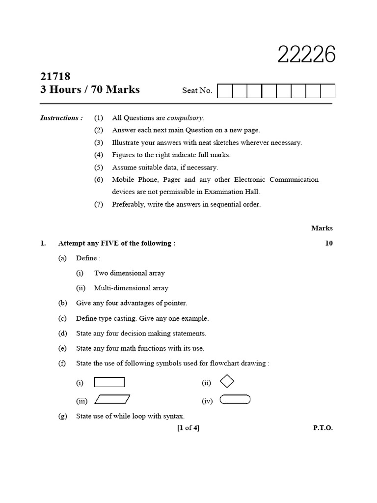 Question Paper Summer 2018 | PDF | Pointer (Computer Programming ...