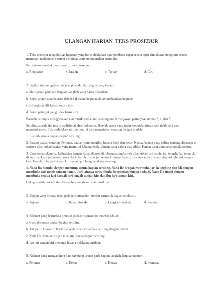Soal Teks Prosedur | PDF