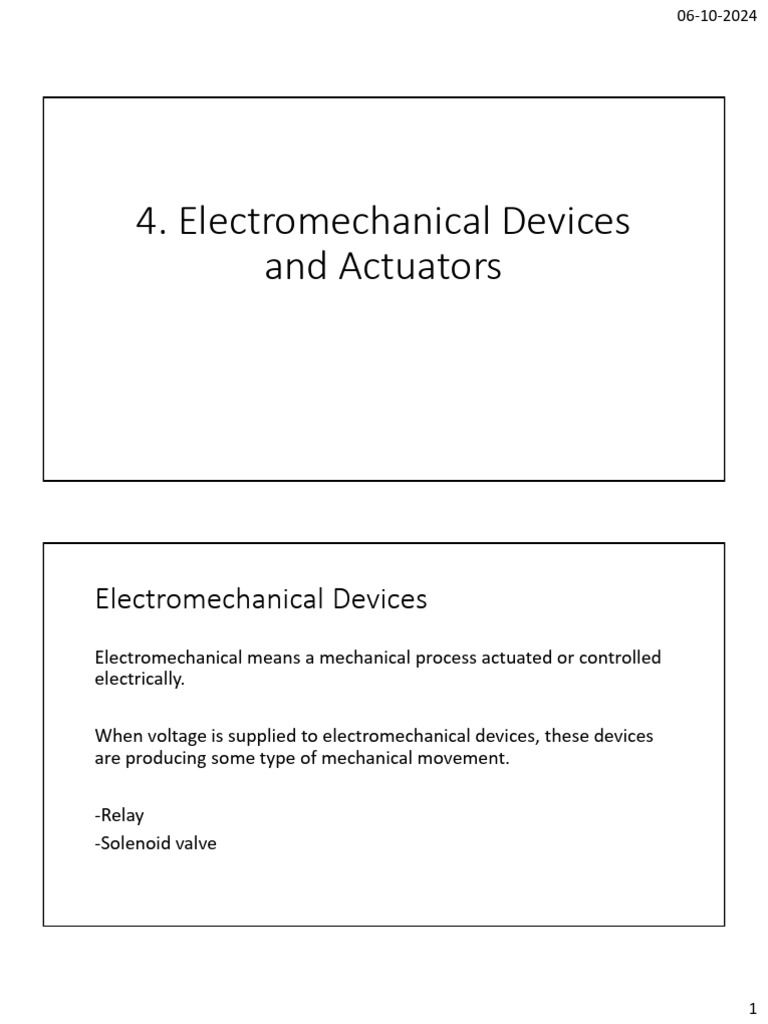 Electromechanical Device Overview | PDF | Actuator | Pneumatics