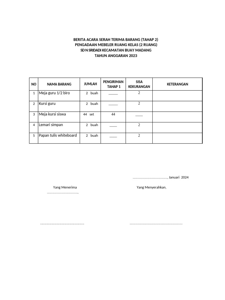 BAST Mebel Sekolah | PDF