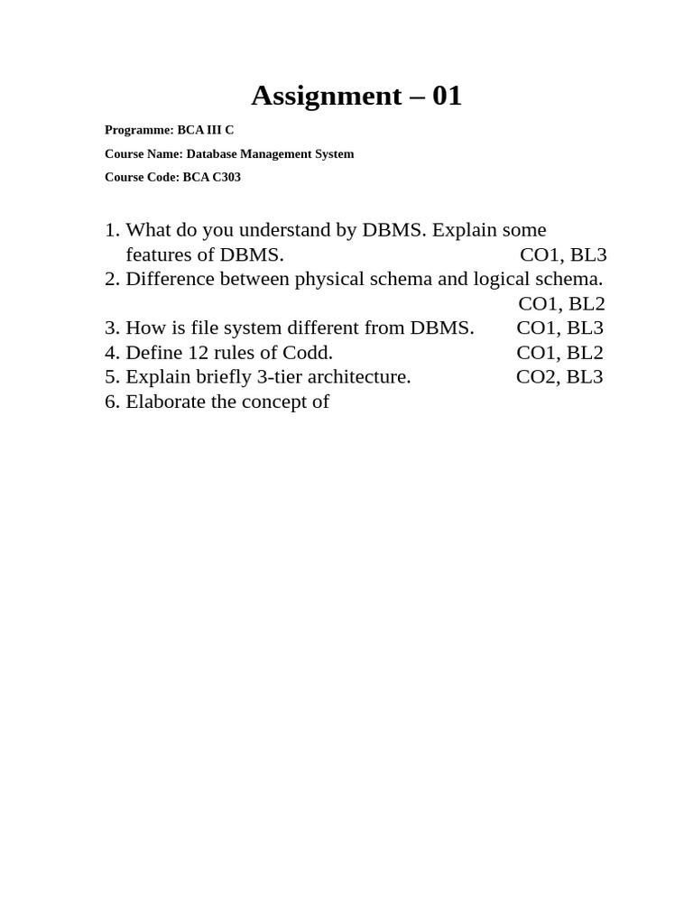 DBMS Assignment | PDF | Teaching Methods & Materials | Computers