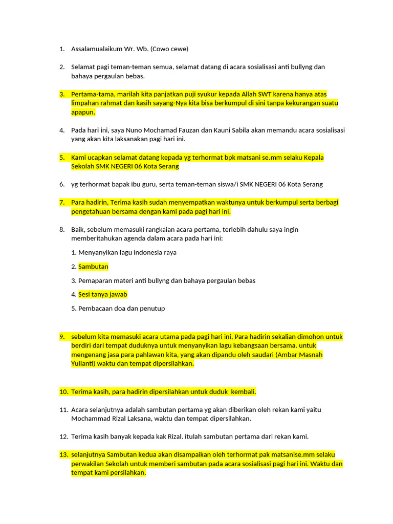 Teks MC | PDF | Ilmu Sosial