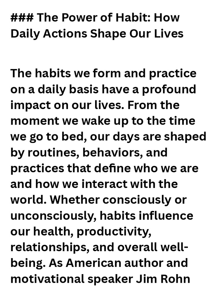 The Power of Habit How Daily Actions Shape Our Lives | PDF | Habits ... The Power of Habit How Daily Actions Shape Our Lives | PDF | Habits ...