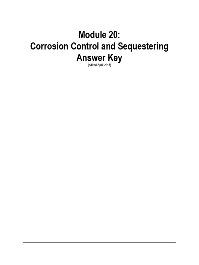 Dw-20 Corrosion Control and Sequestering Answer Key | PDF | Sodium ...