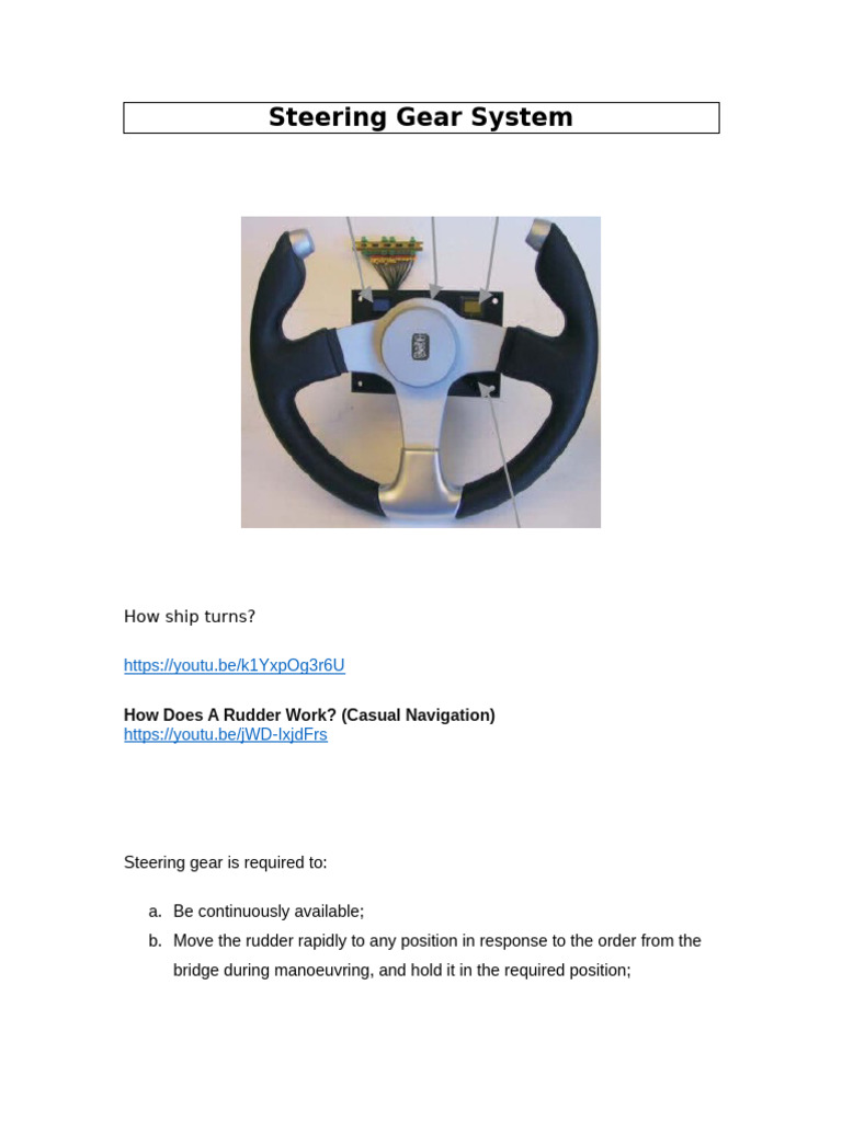 SOLAS Steering Gear System Overview | PDF | Rudder | Steering