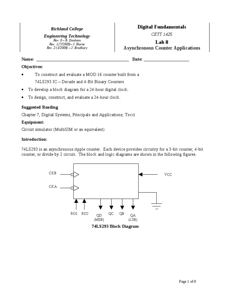 Lab08 Async Counters | PDF | Electronic Circuits | Digital Electronics